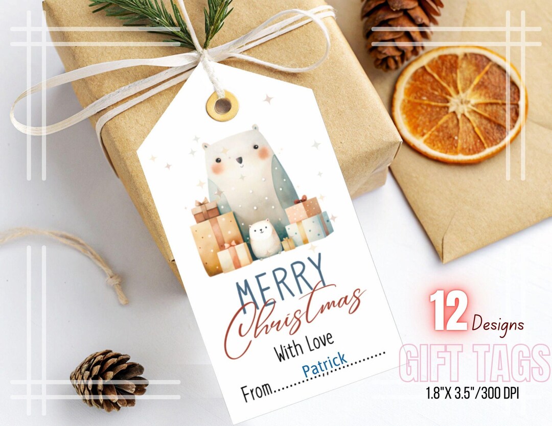 Fillable Christmas Gift Tags Holiday Favor Tags Merry Christmas Holiday ...