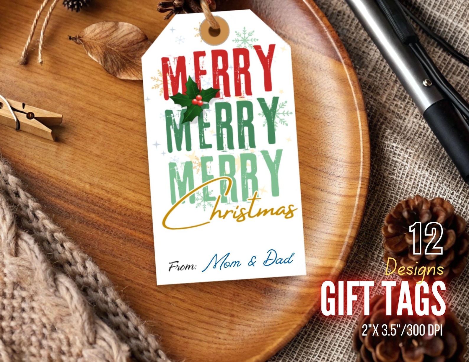 Merry Christmas Gift Tag Printable, Printable Christmas Gift Tag ...