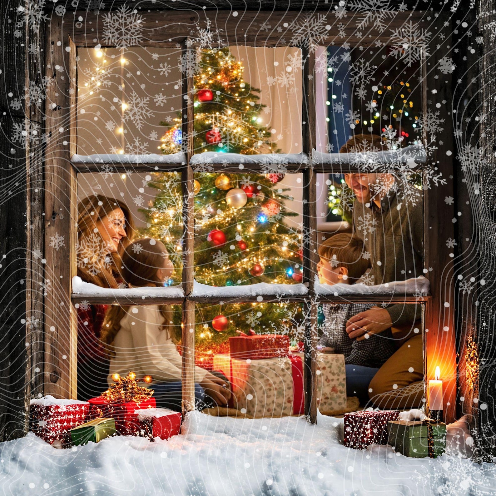 Christmas Window4 Overlay, Winter Window Overlays, Window Snowman Frame ...