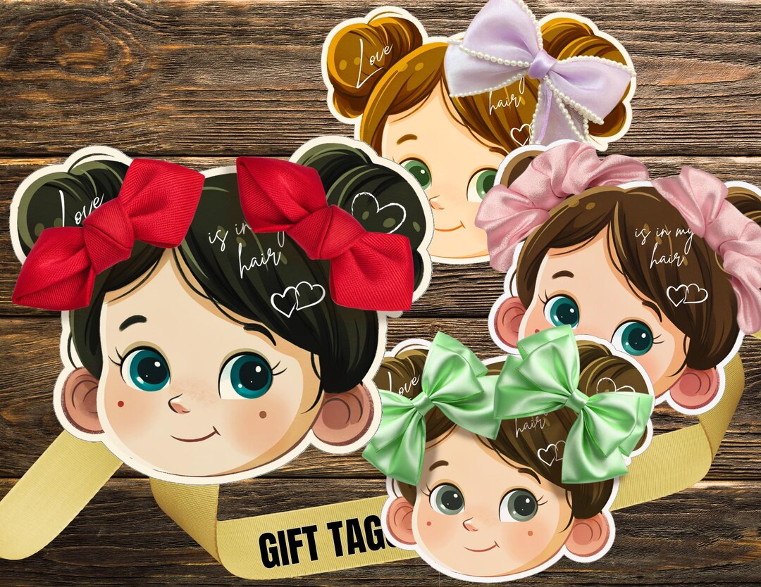 Birthday Gift Tags, Birthday Party Favor, Love is in the Hair ...