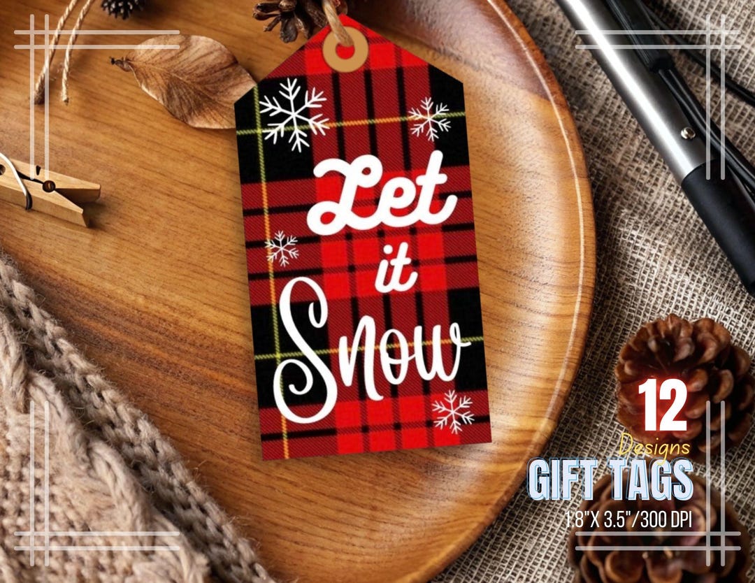 Plaid Christmas Gift Tags, Printable Holiday Labels (digital Download ...