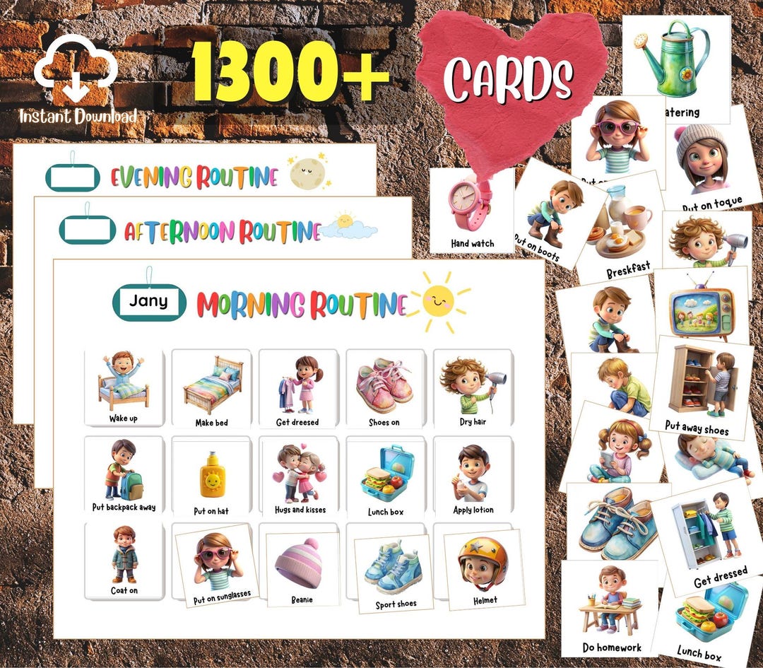 Daily Routine Cards Visual Schedule Toddler Routine Chart for Kids ...