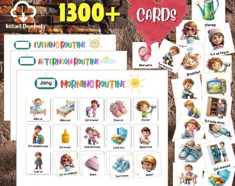 Daily Routine Cards Canva Editable Visual Schedule Toddler Routine ...