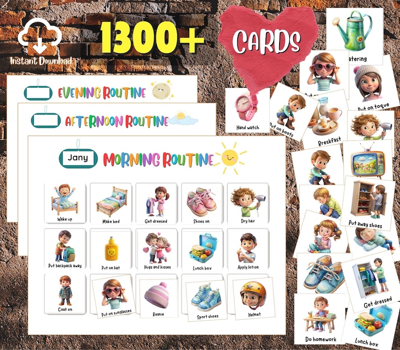 Daily Routine Cards Visual Schedule Toddler Routine Chart for Kids ...