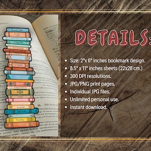 Stacked Books Printable Bookmarks: Fussy Cuts Gift (digital Download ...