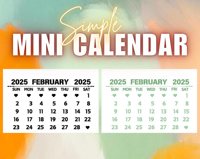 2024 2025 Mini Calendar Printable PDF, 2x3 Inches, Small Calendar, Desk ...