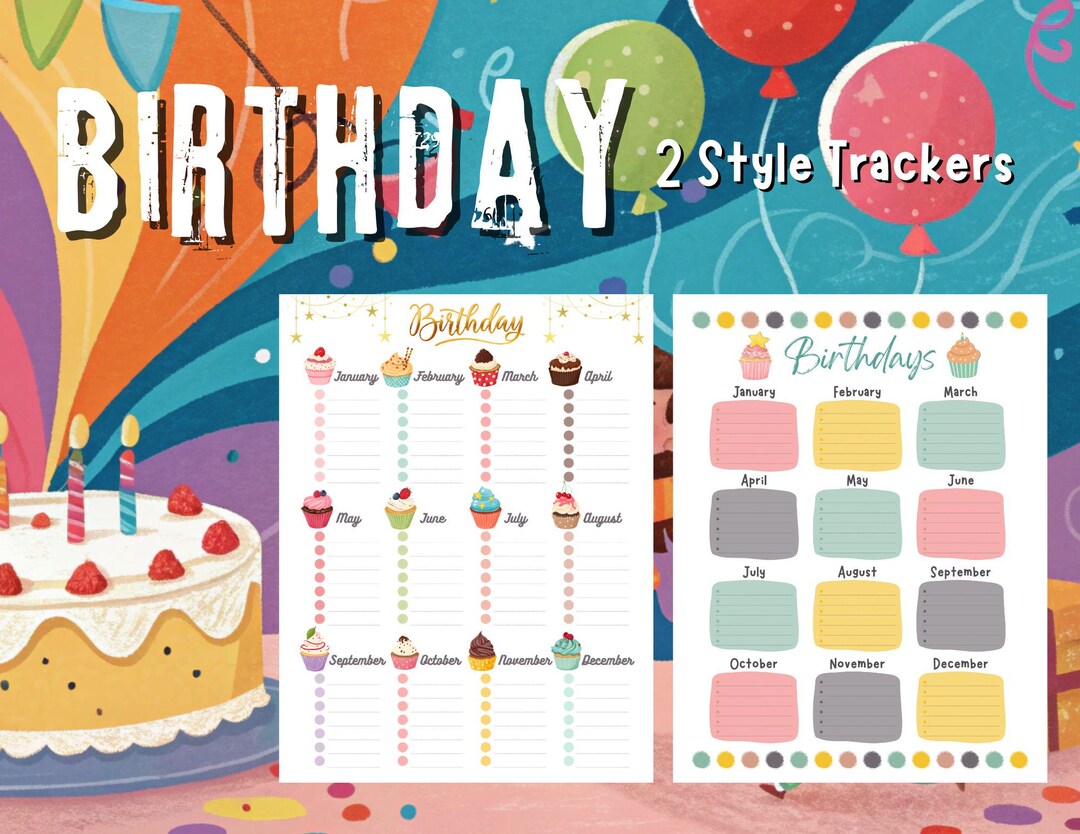Birthday Tracker Printable PDF Fillable| Birthday Planner Printable ...