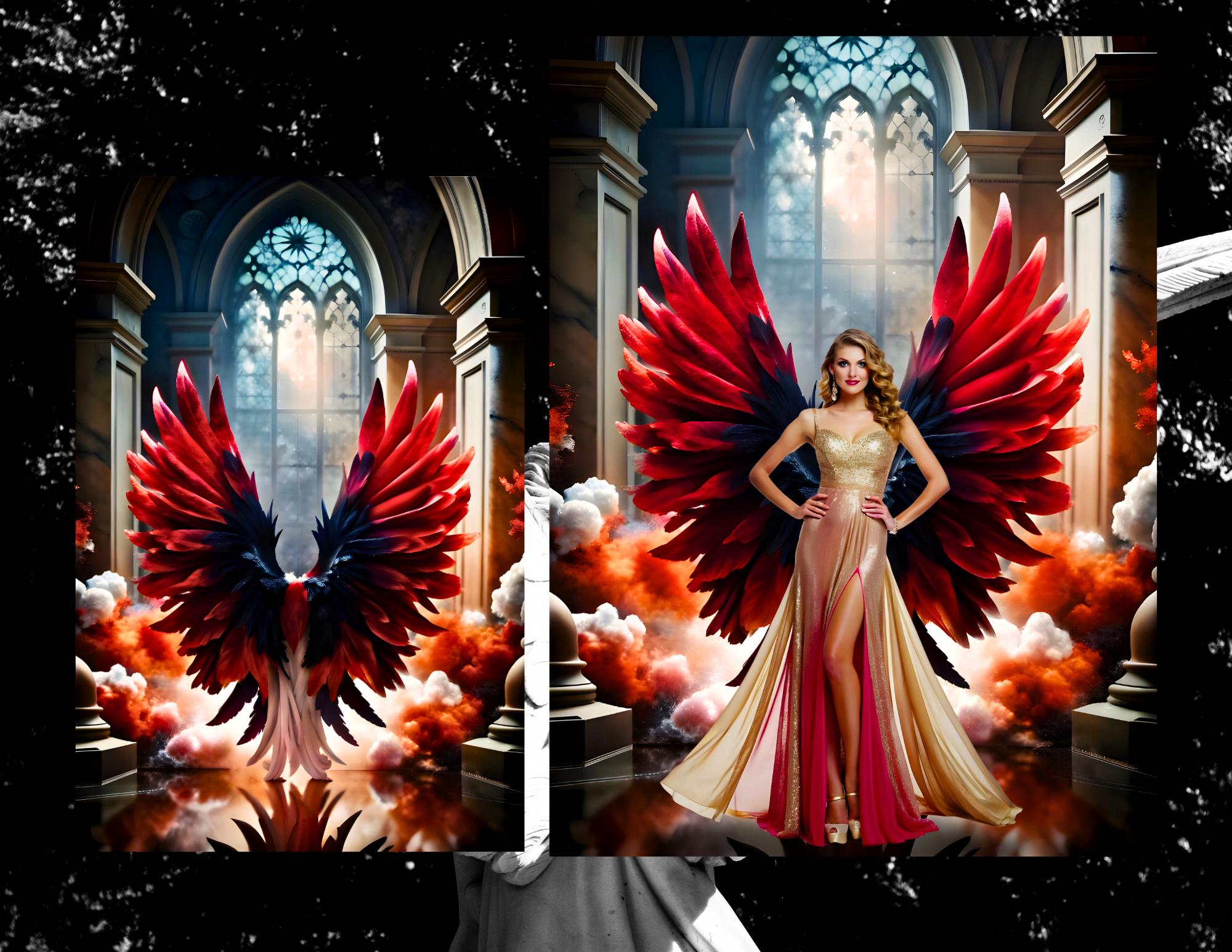 Colorful Fancy Angel Wings Digital Backdrops, Angel Wings Digital ...