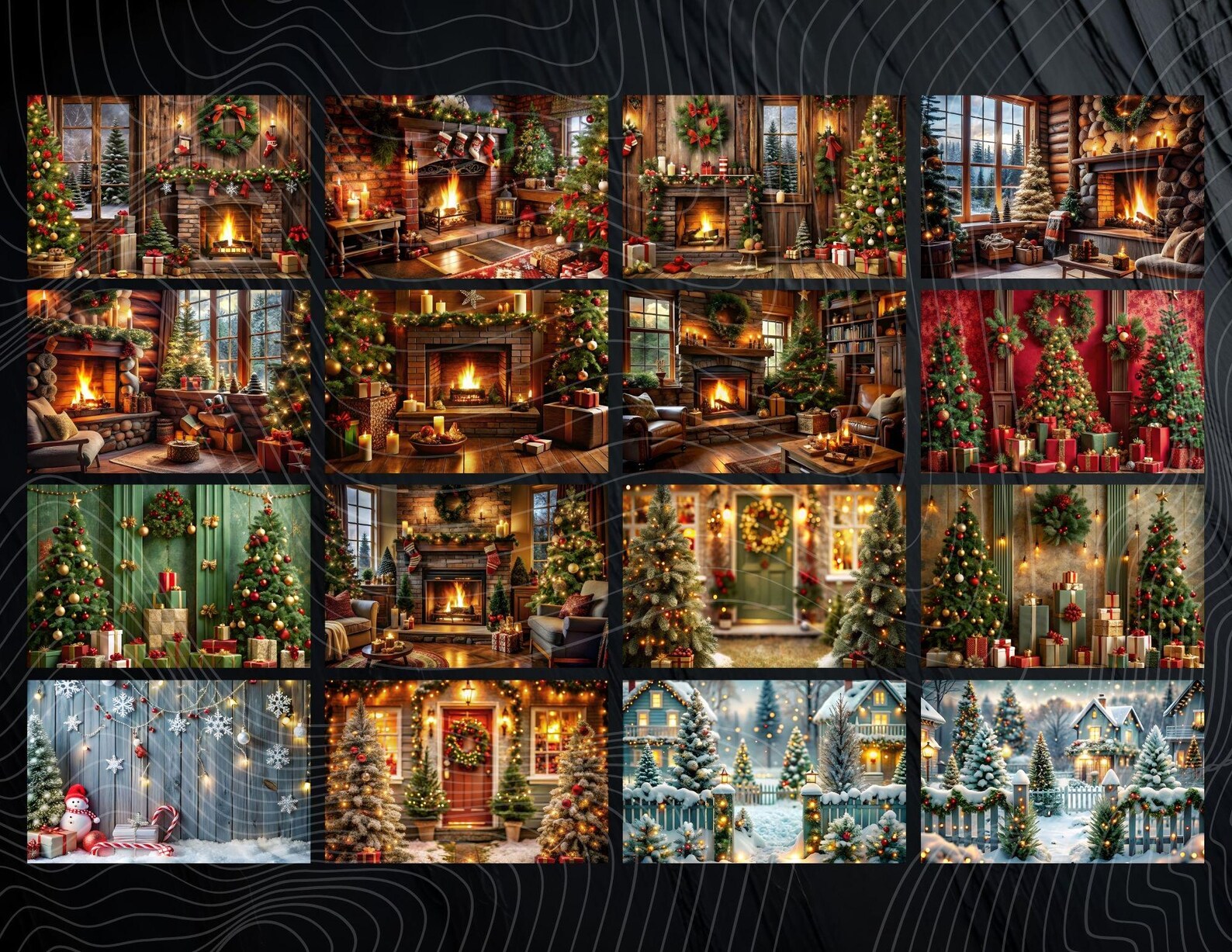 73 Christmas Digital Backdrops Festive Holiday Background for Photoshop ...