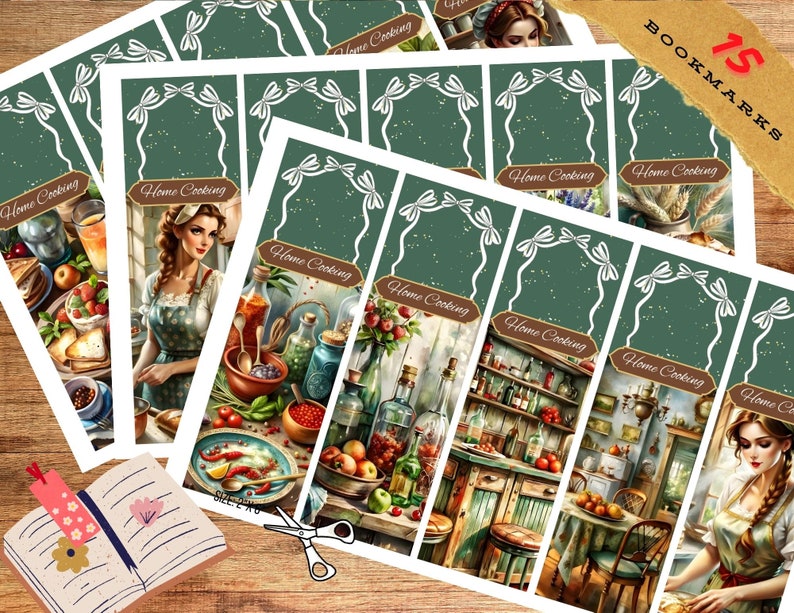 Vintage Home Cooking, Digital Scrapbook Papers, Lined Journal, Book ...