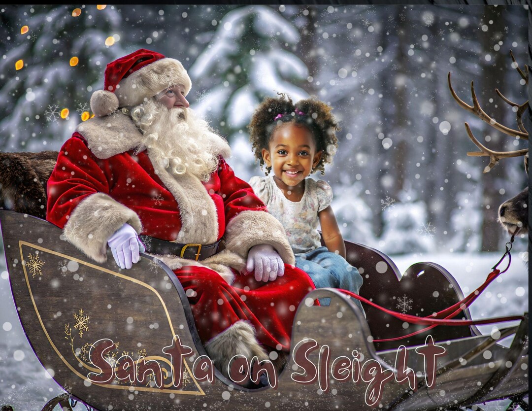 PSD Christmas Santa on Sleight Background, PSD Photo Backdrop, PSD ...