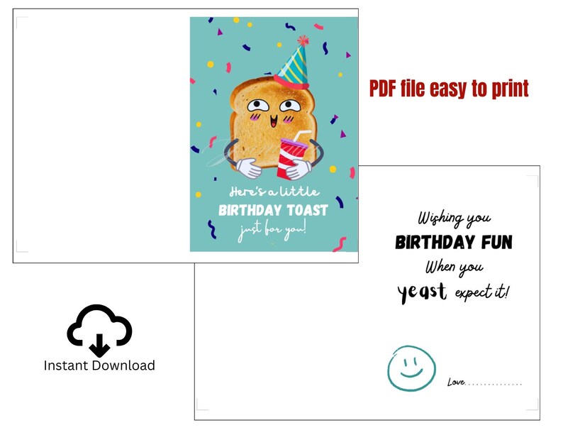 Toast Birthday Card: Printable Celebration (digital Download) - Etsy