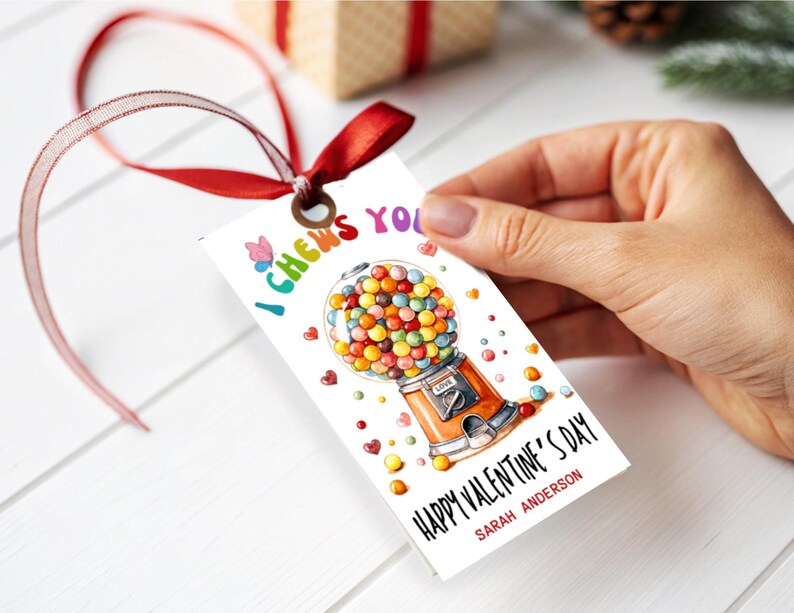 Printable 'I Chews You' Valentine's Day Gift Tags, Gumball Machine ...