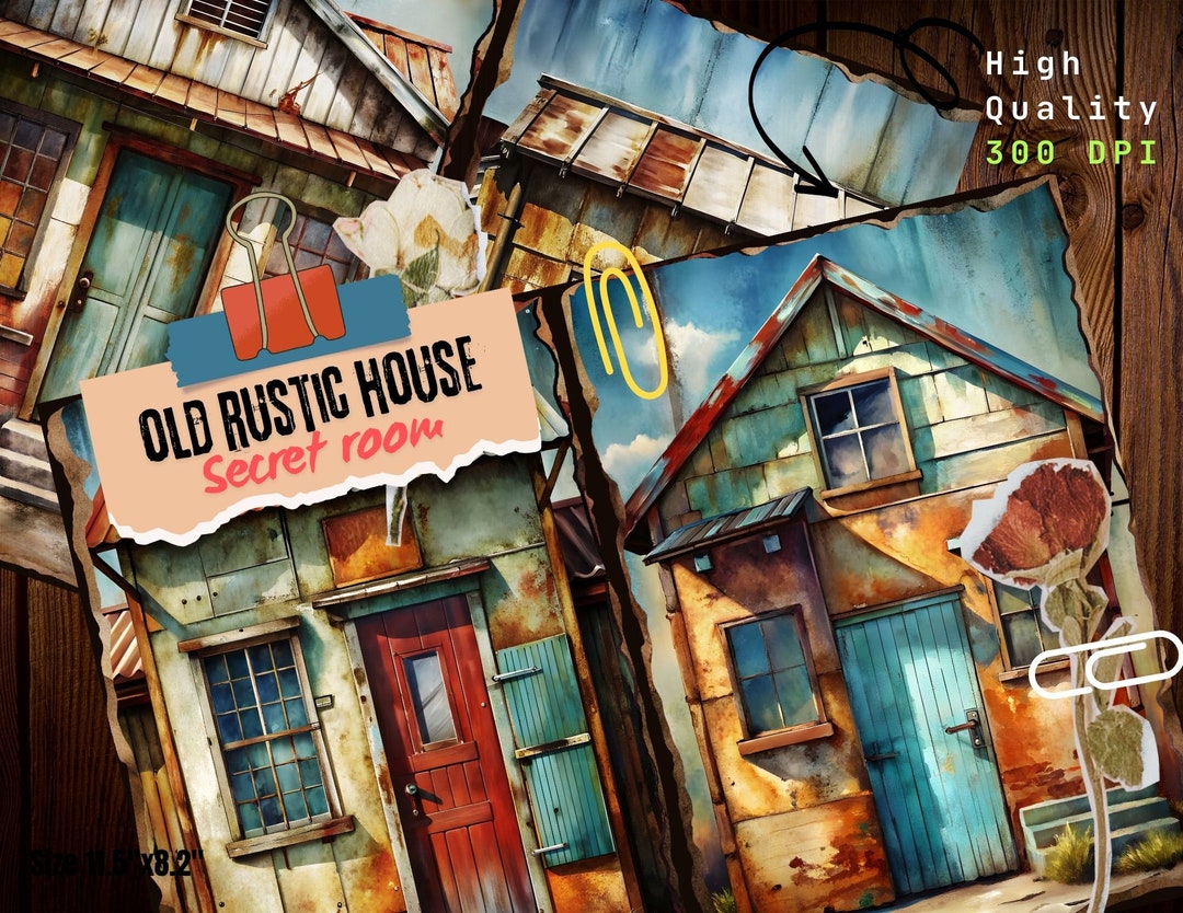Old Rusty House, DIY Secret Journal, Digital Scrapbook Paper Kit ...