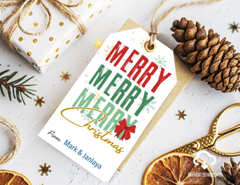 Merry Christmas Gift Tag Printable, Printable Christmas Gift Tag ...