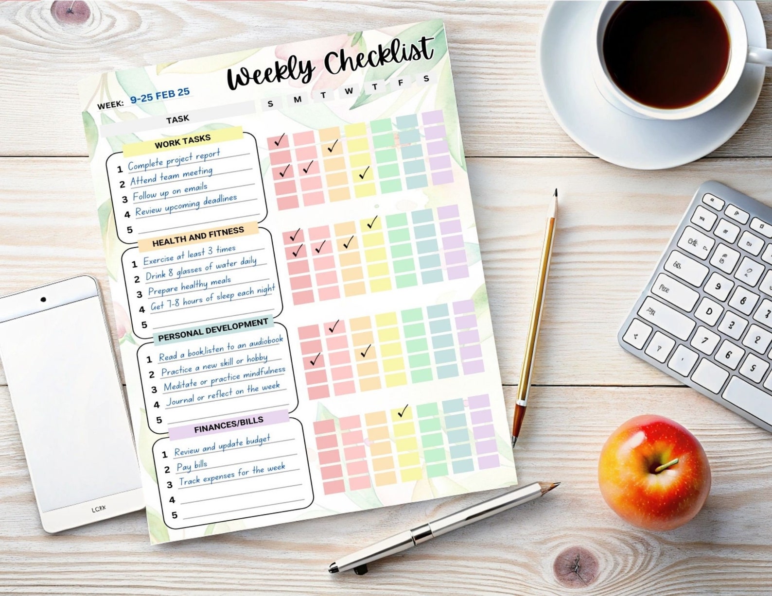Editable Weekly Checklist Printable Weekly to Do List Checklist ...