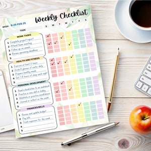 Editable Weekly Checklist Printable Weekly to Do List Checklist ...