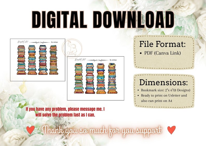 Editable Stacked Books Bookmarks: Editable Favorite Book Names (digital ...