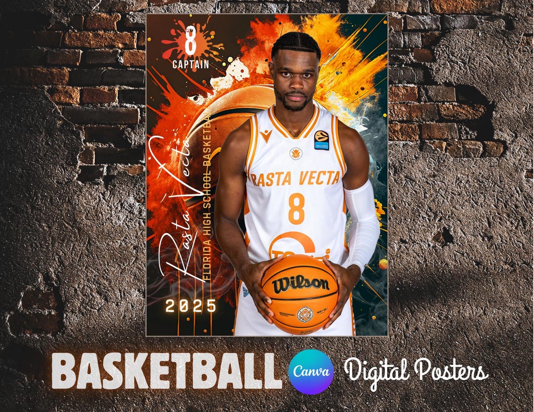 Senior Basketball Poster Template: Custom Sports Banner (digital ...