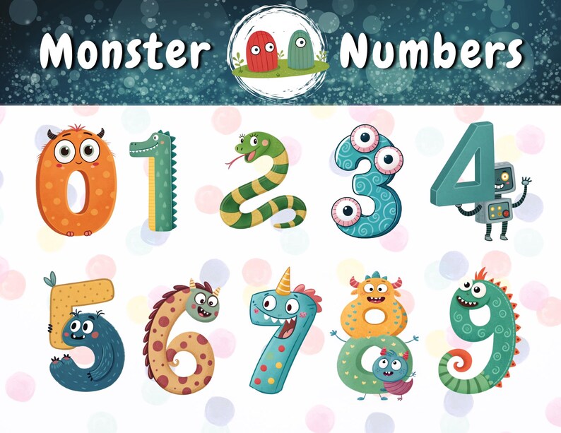 Monster Alphabet Clipart: Cartoon Letters & Numbers (PNG Digital ...