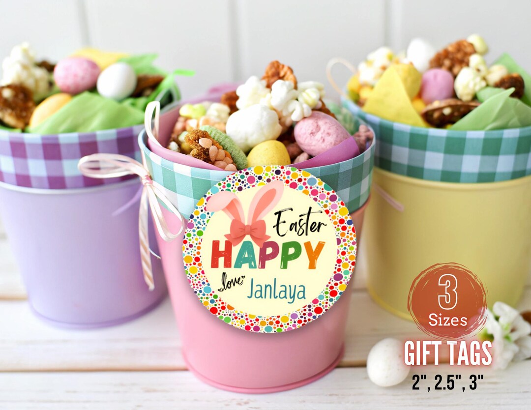 Round Easter Favor Tag Template, Editable Canva Template, Easter Egg ...
