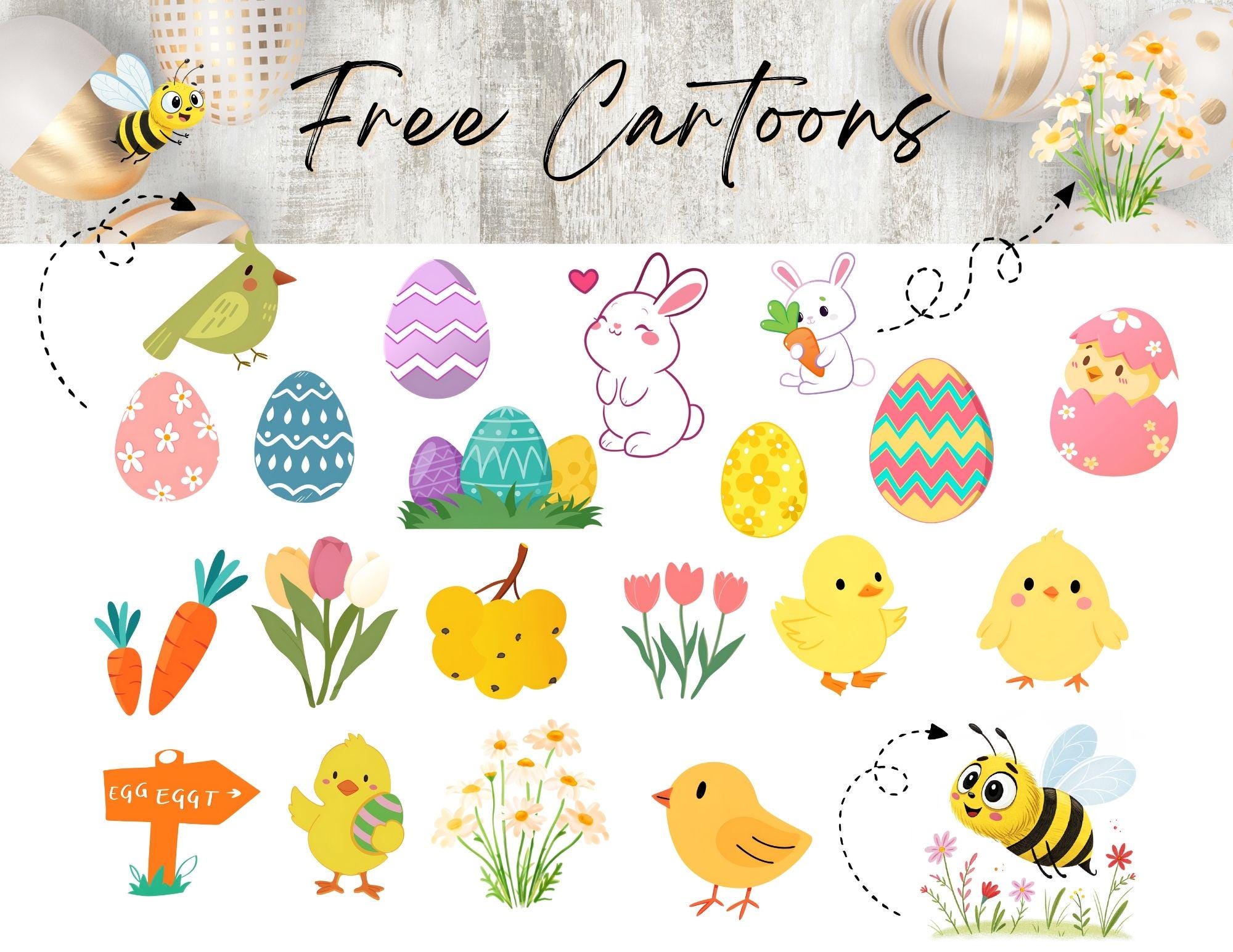 Bunny Easter Alphabet Clipart: Floral Carrots PNG (digital Download) - Etsy