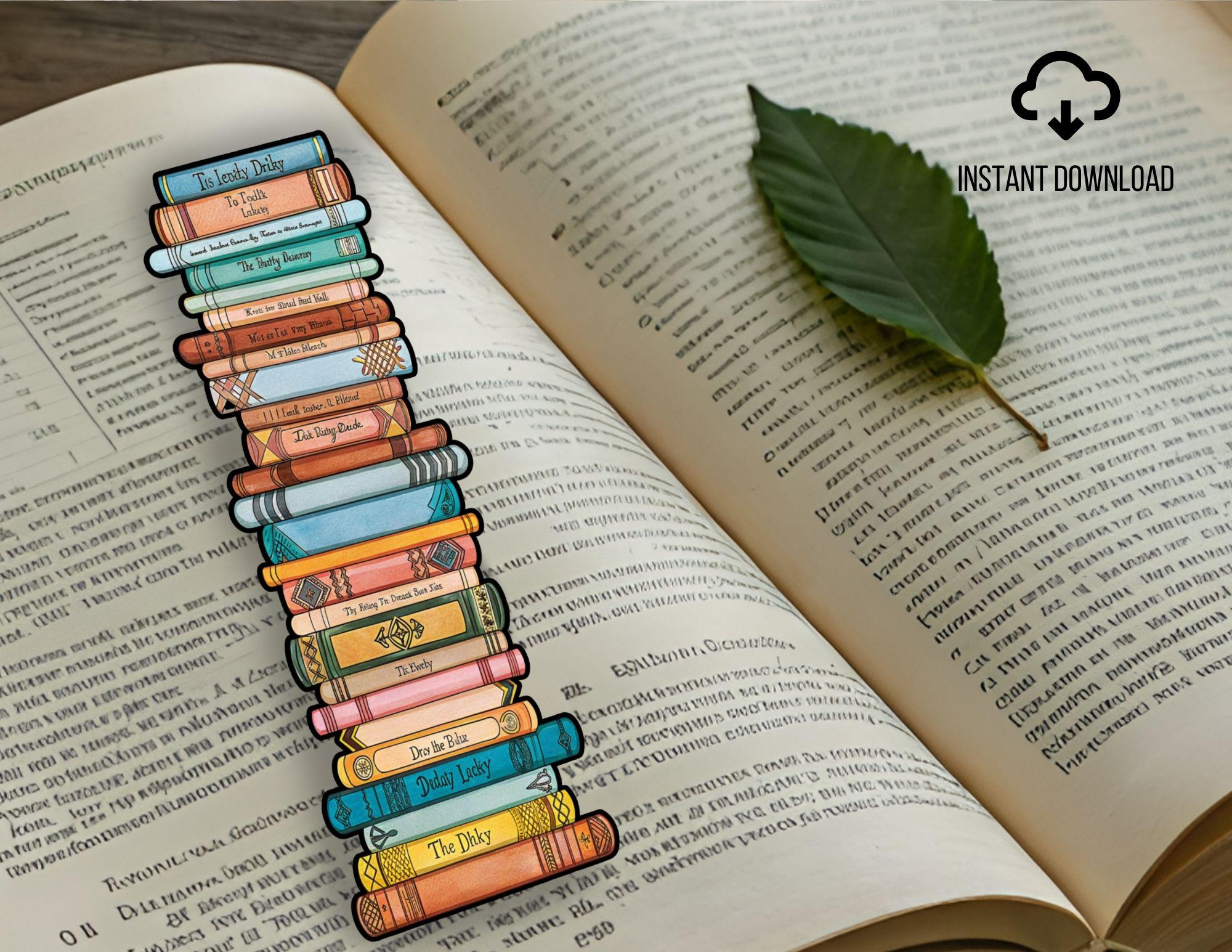 Stacked Books Printable Bookmarks: Fussy Cuts Gift (digital Download ...