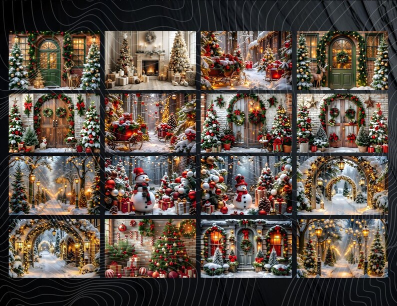 73 Christmas Digital Backdrops Festive Holiday Background for Photoshop ...