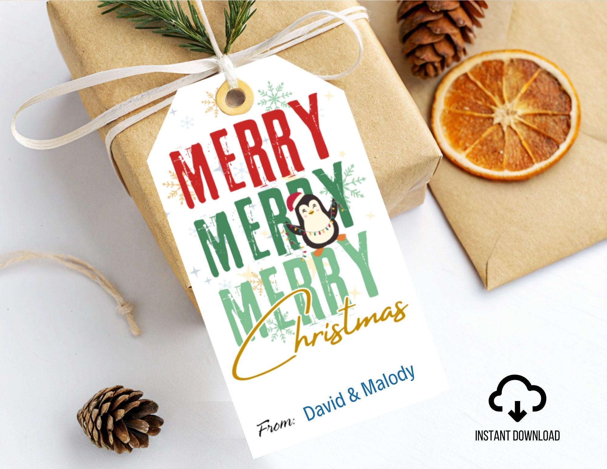 Merry Christmas Gift Tag Printable, Printable Christmas Gift Tag ...