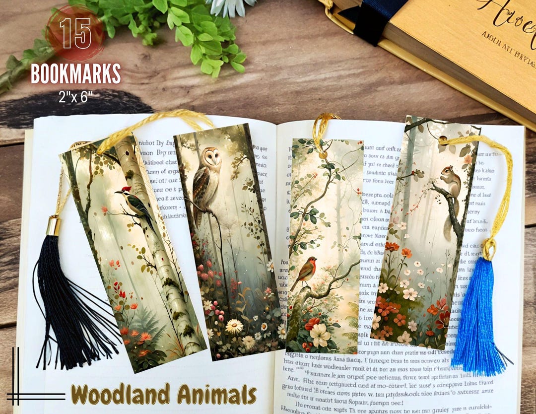 Woodland Animals Bookmarks: Printable Bookmark Set (digital Download ...