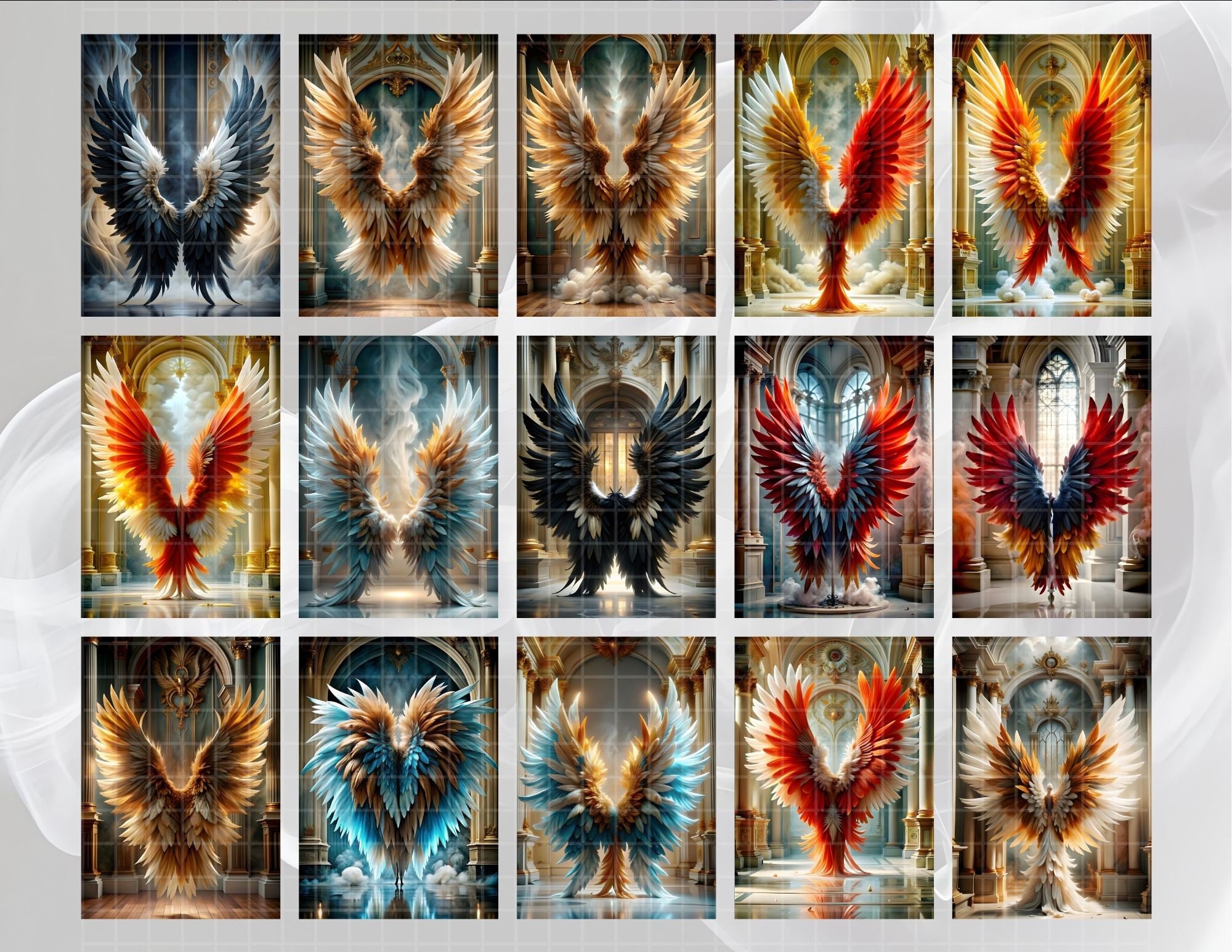 Colorful Fancy Angel Wings Digital Backdrops, Angel Wings Digital ...