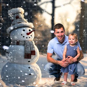 Snowman Christmas Digital Background: Winter Scene (digital Download ...