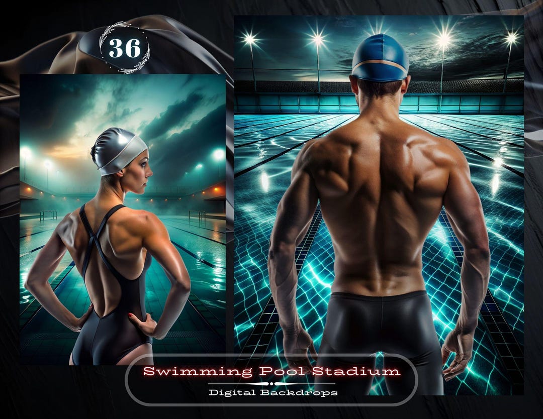Swimming Pool Digital Backdrops Sets for Sports School Photography ...