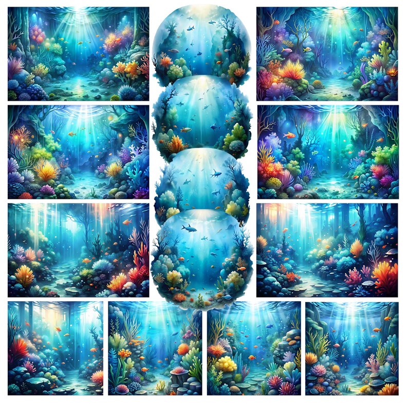 Under Sea Cute Under Sea Animals Watercolor Clip Art Bundle Sea Animals ...