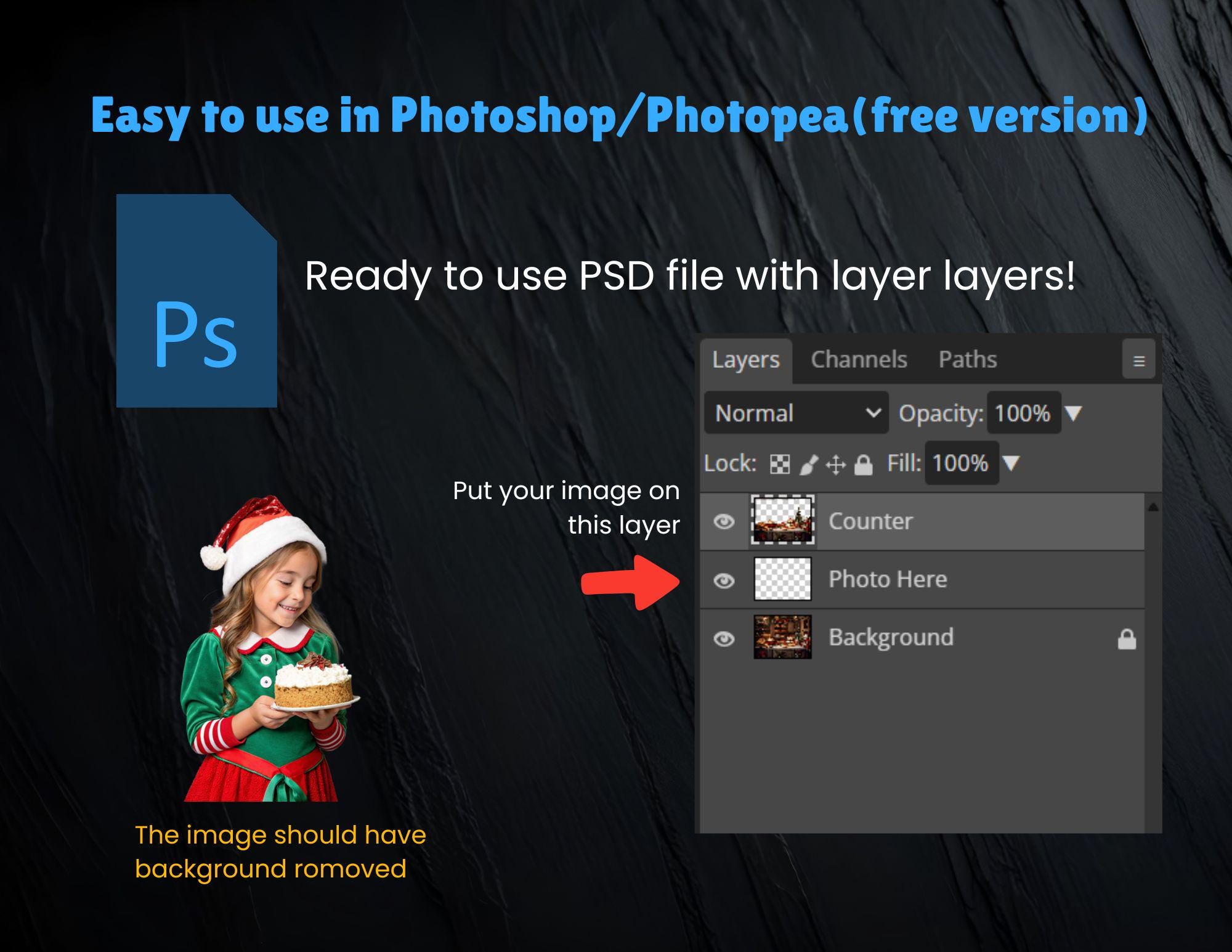 PSD Merry Bakery Counter Front Shop Christmas Digital Background for ...