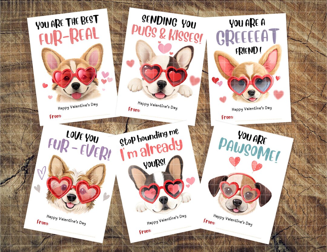 PDF Fillable Dog-a Valentine's Day Cards, Classroom Valentine's Day ...