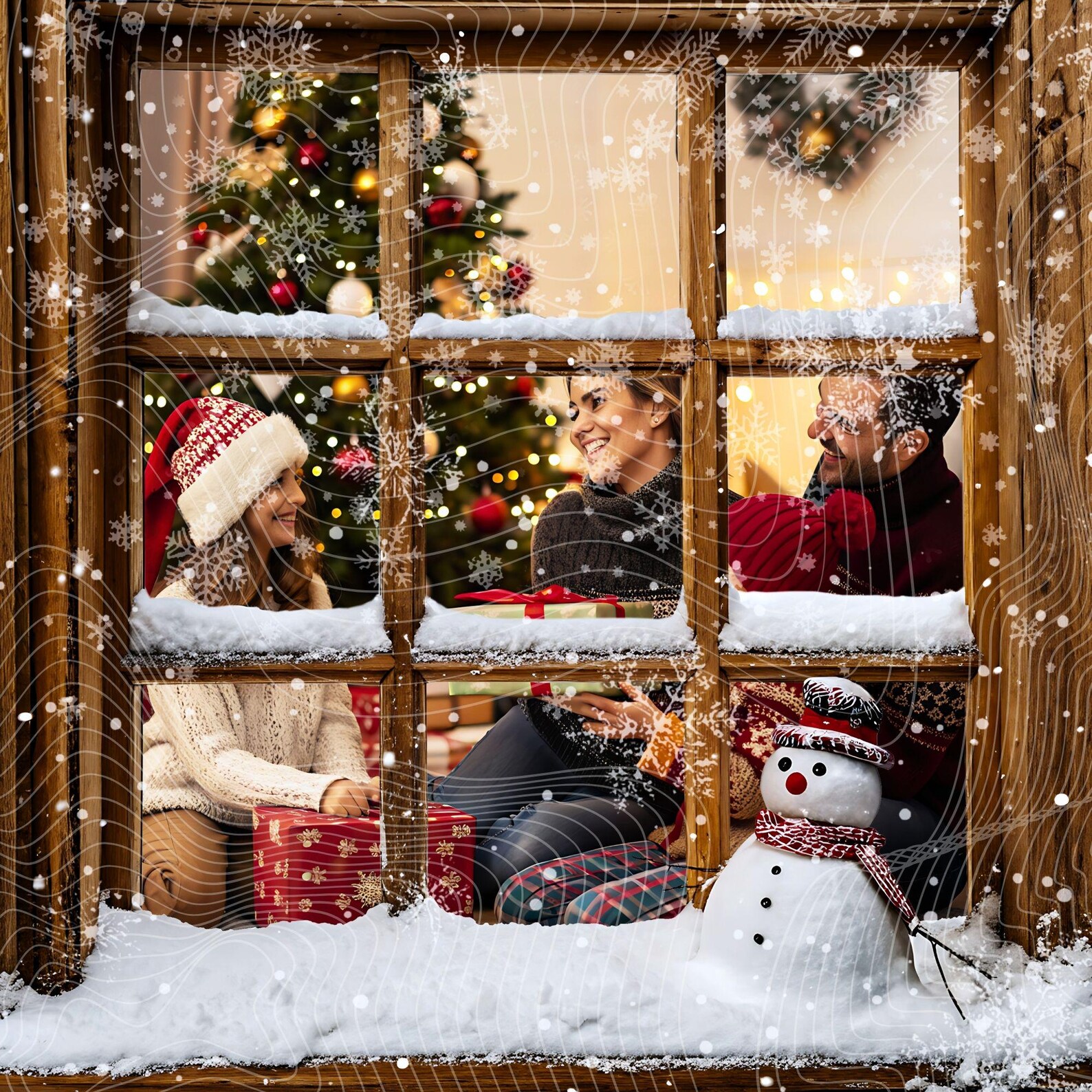 Christmas Window2 Overlay, Winter Window Overlays, Window Snowman Frame ...