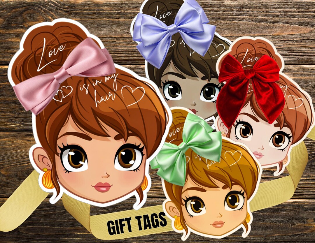 Birthday Gift Tags, Birthday Party Favor, Love is in the Hair ...