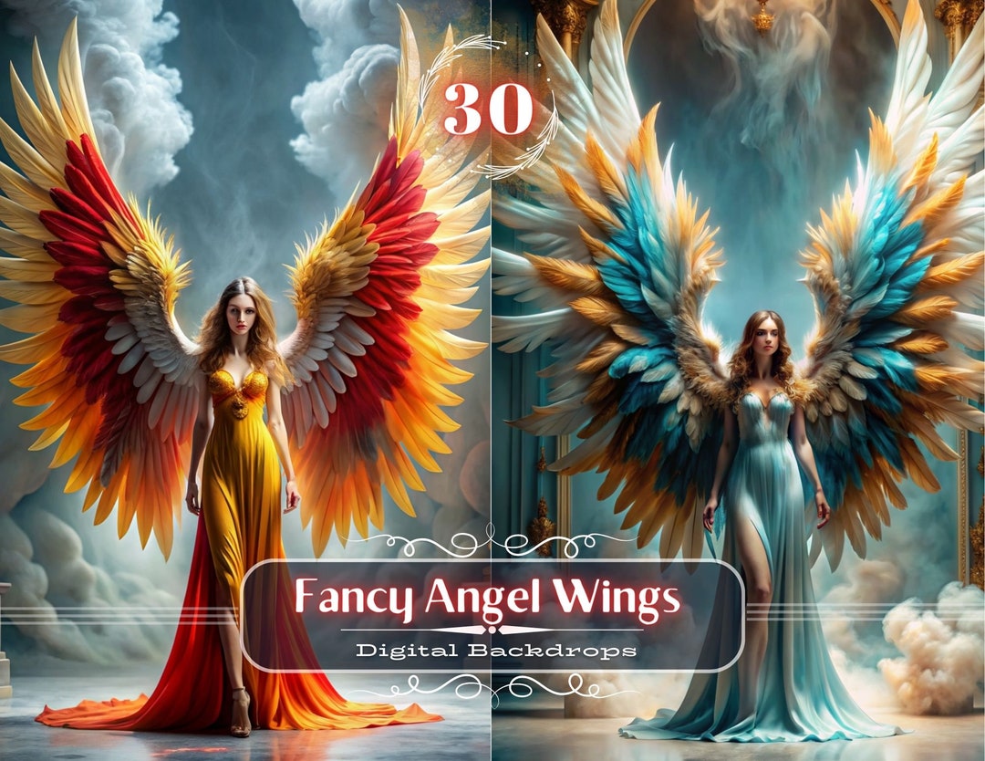 Fancy Angel Wings Digital Backdrops, Angel Wings Digital Backgrounds ...