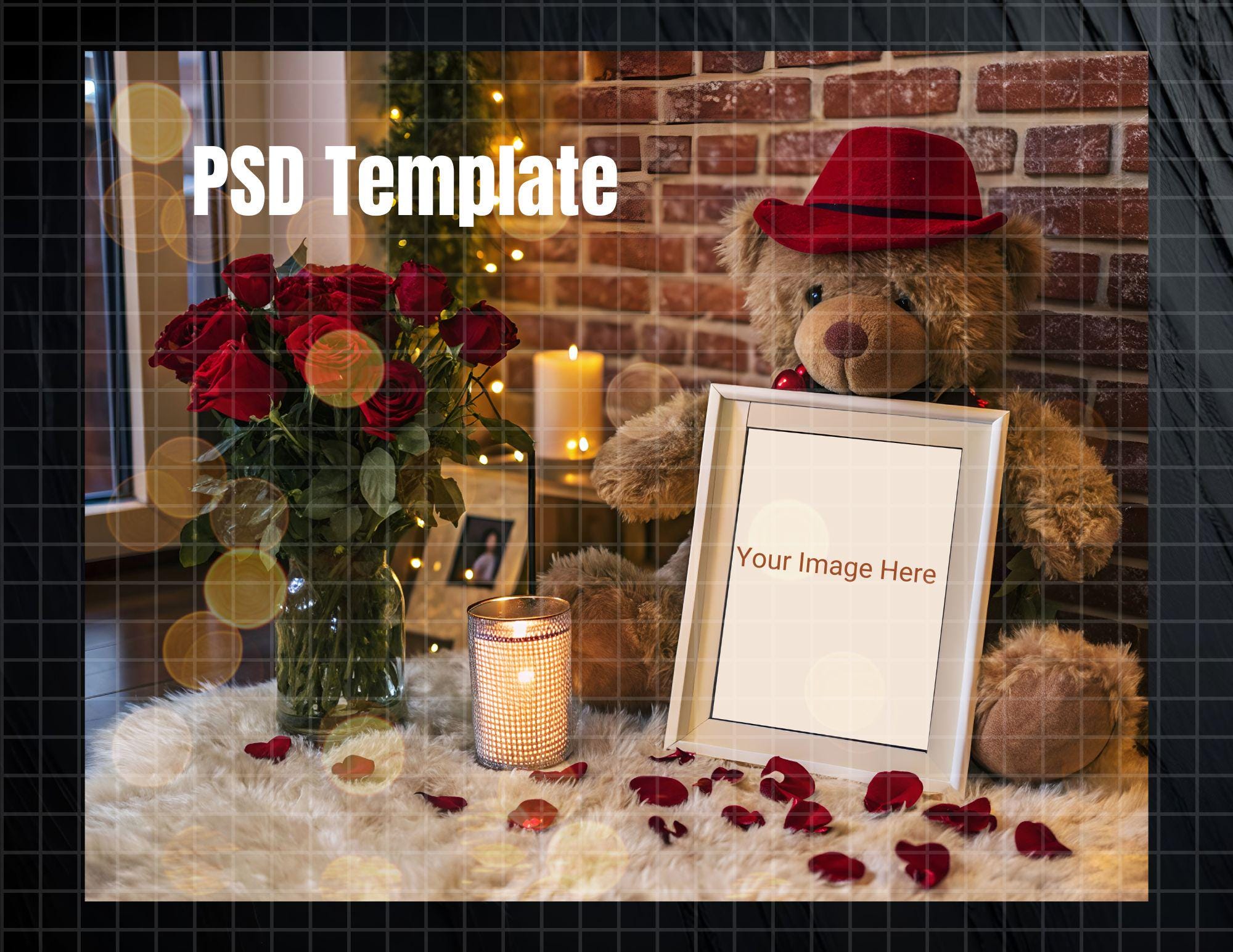 PSD Valentine's Day Love Bear Digital Backdrop Photography, Love Studio ...