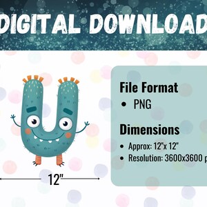 Monster Alphabet Clipart, Monster Letters PNG, Monster Uppercase Number ...