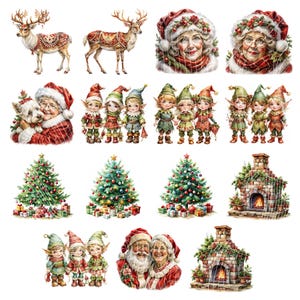 Christmas Mr and Mrs Santa Claus Watercolor Clipart, Christmas Clipart ...