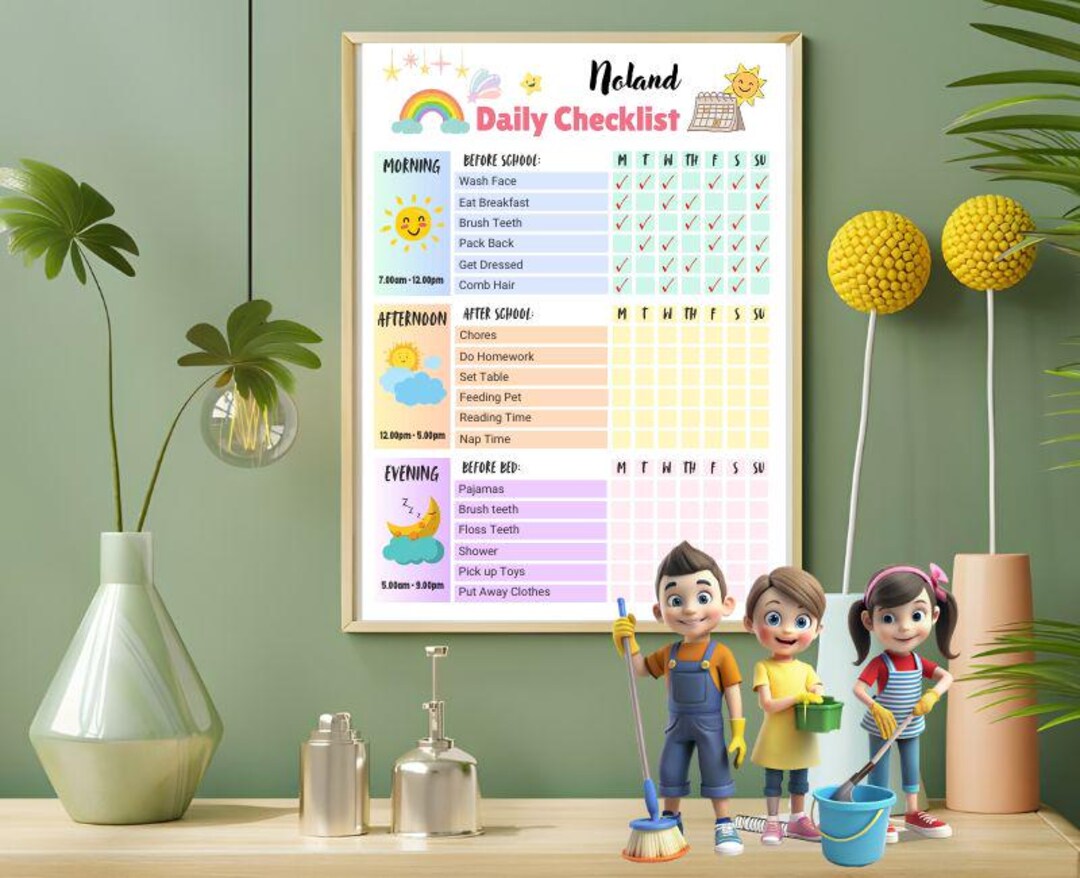 Kids Daily School Checklist, 3 Layouts Daily Checklist Chart, to Do ...