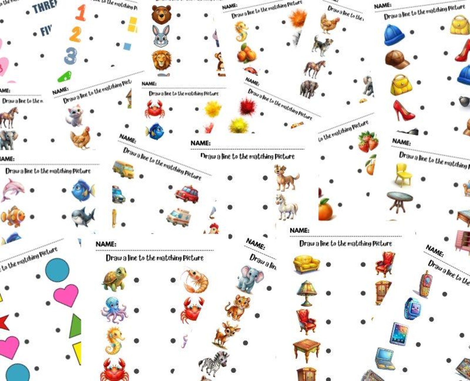 Matching Game Worksheets: Preschool Learning Activity (60 Printable ...