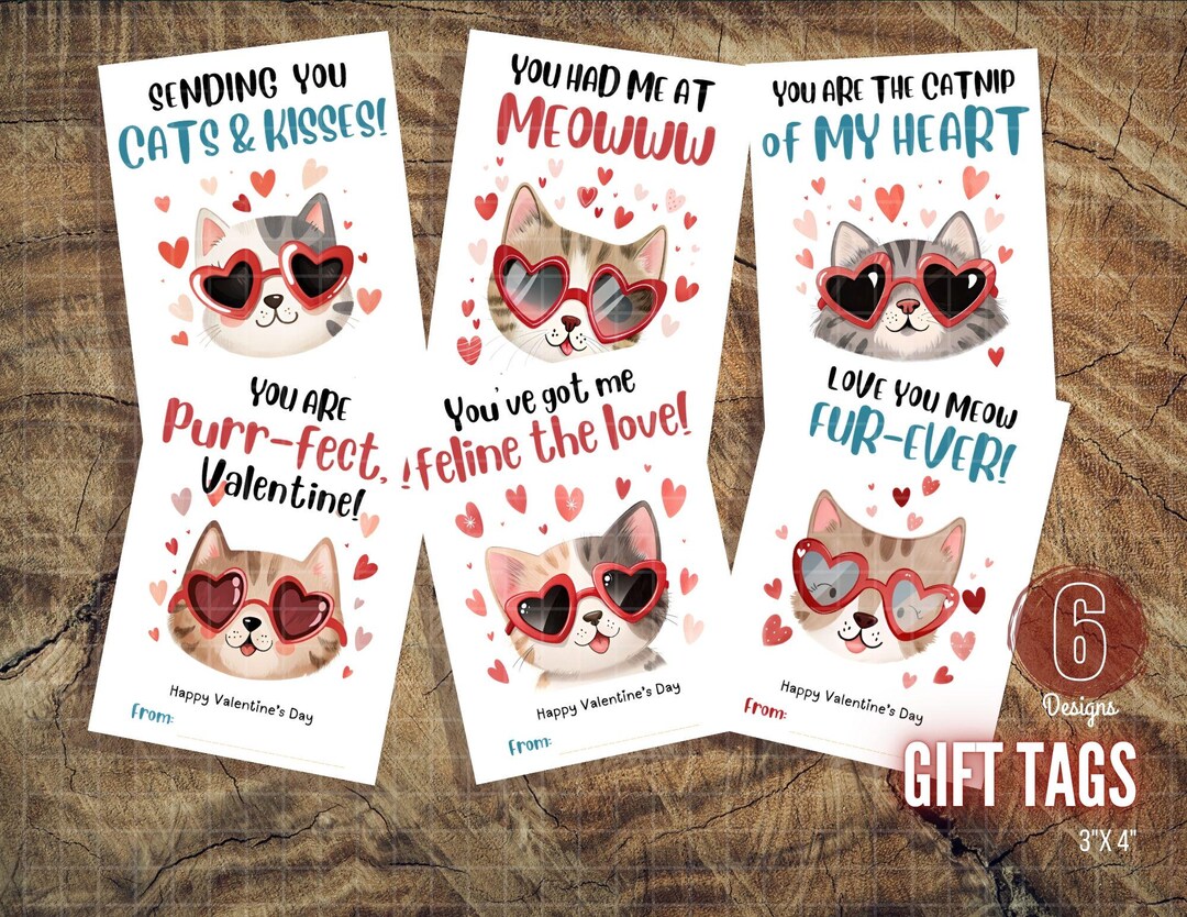 PDF Fillable Cat Valentine's Day Cards, Classroom Valentine's Day Cards ...