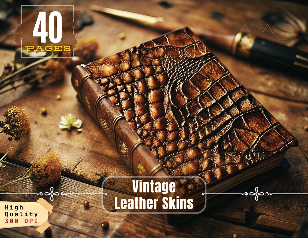 Leather Texture Junk Journal Pages: Animal Skin Scrappy Papers (digital ...