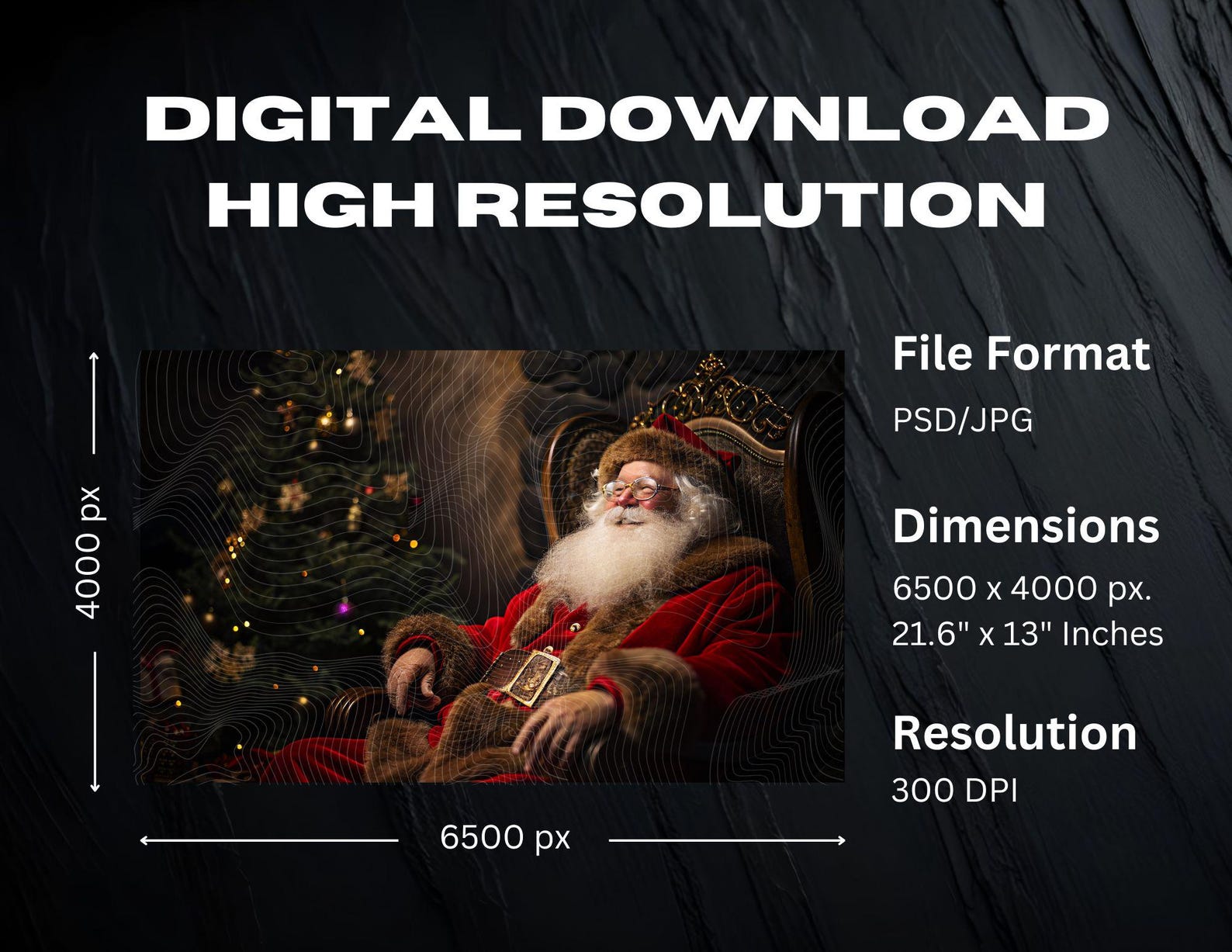 PSD Santa Chilling on Couch, Christmas Background Overlay Digital ...