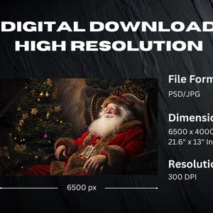 PSD Santa Chilling on Couch, Christmas Background Overlay Digital ...
