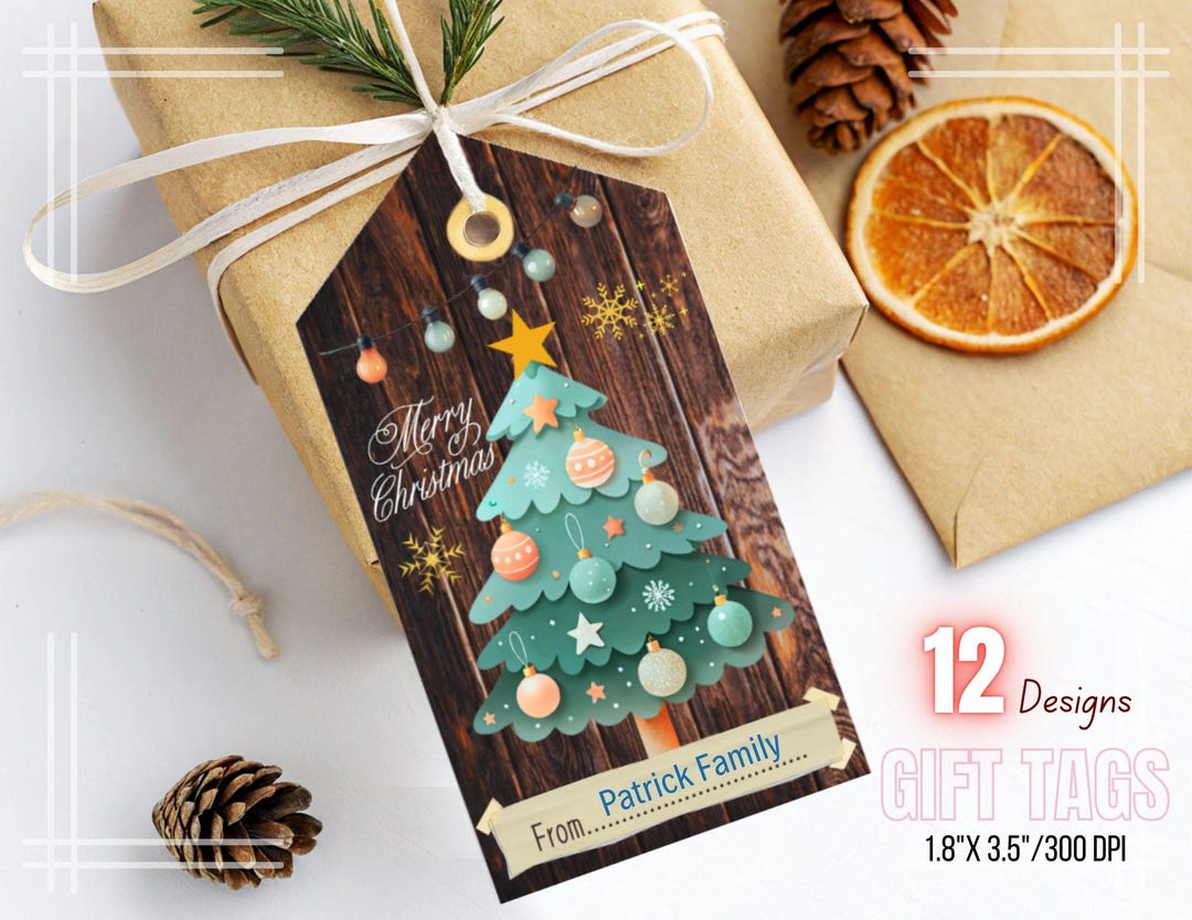Fillable Christmas Gift Tags, Holiday Favor Labels (digital Download ...