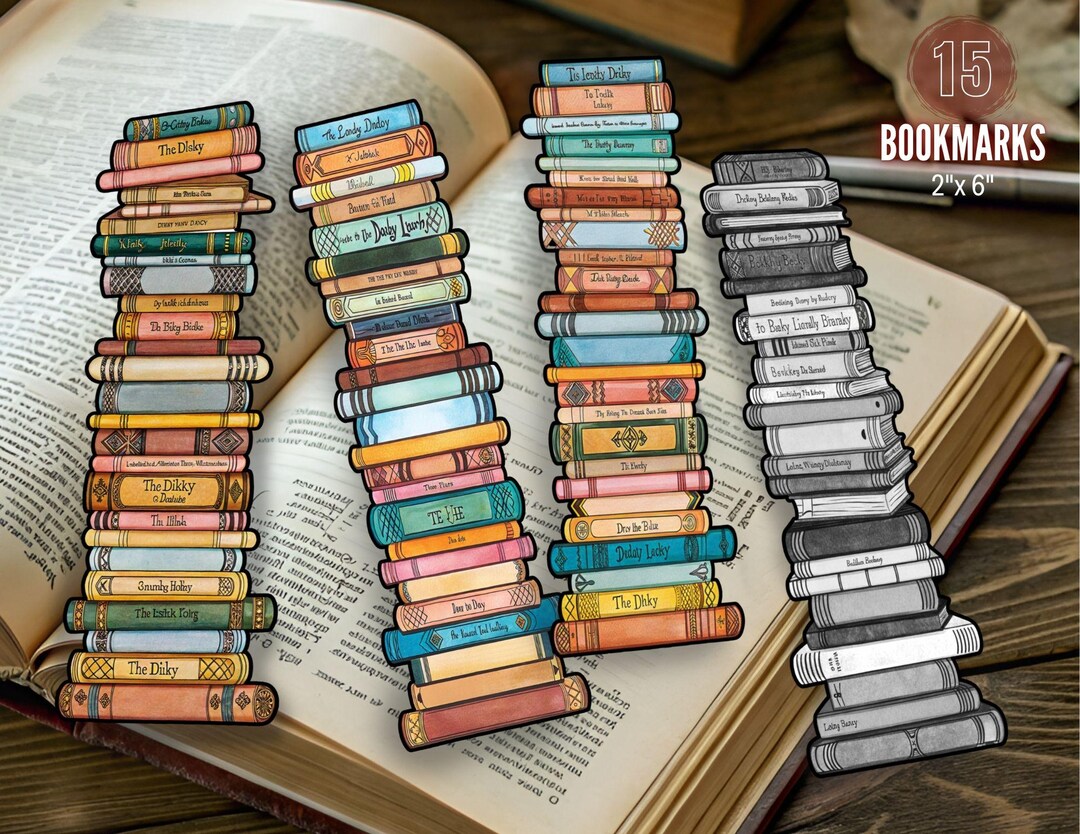 Stacked Books Printable Bookmarks: Fussy Cuts Gift (digital Download ...